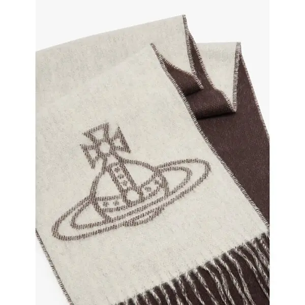 Vivienne Westwood Single Orb Double-Face Wool Scarf - Off White
